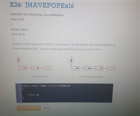 solved consider the following class definition class link