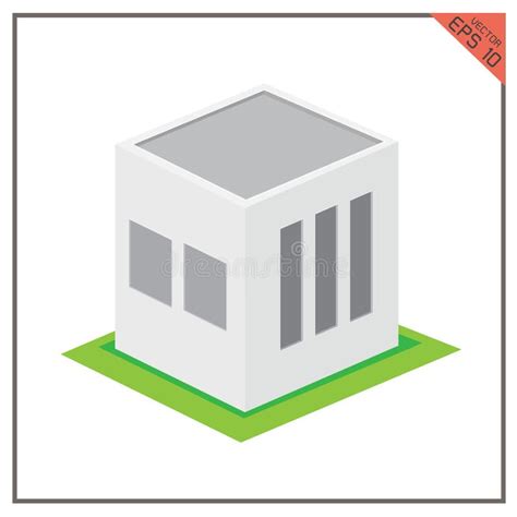 Building Vector 3d Set Warehouse Icon Green On White Background Stock