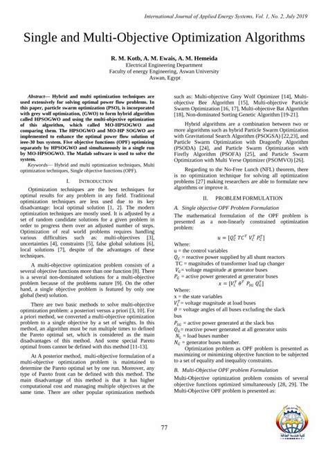 pdf single and multi objective optimization algorithms dokumen tips