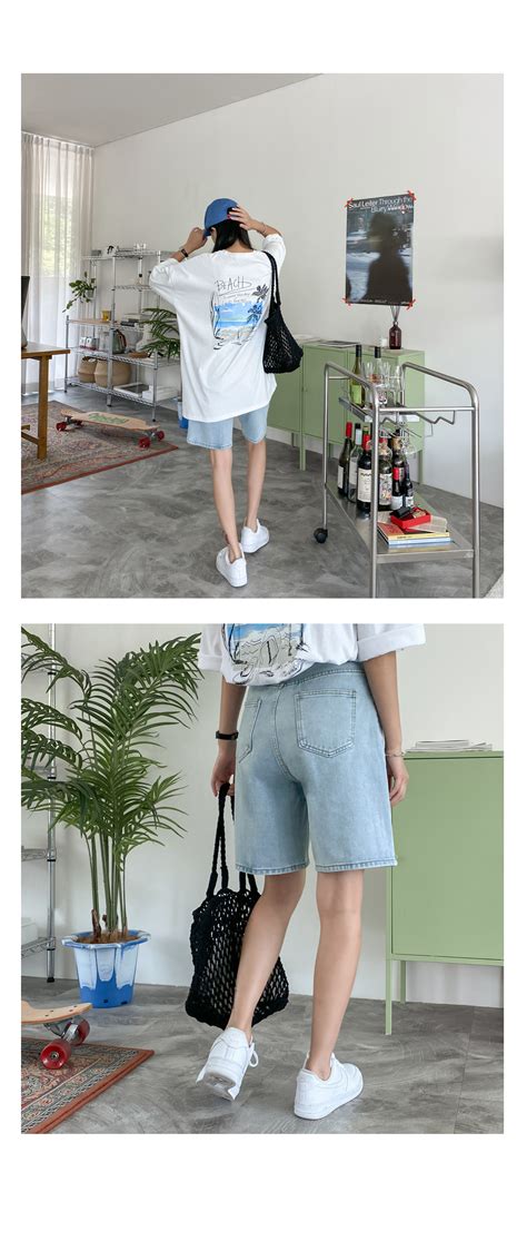 시크릿라벨 심플하이웨스트5부데님팬츠