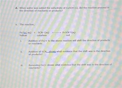 Solved D When Water Was Added The Anhydrate Of Cuso4 S