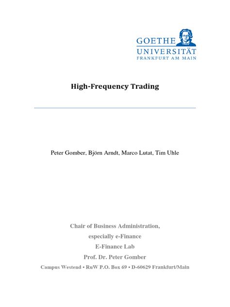 High Frequency Trading En Pdf High Frequency Trading Algorithmic