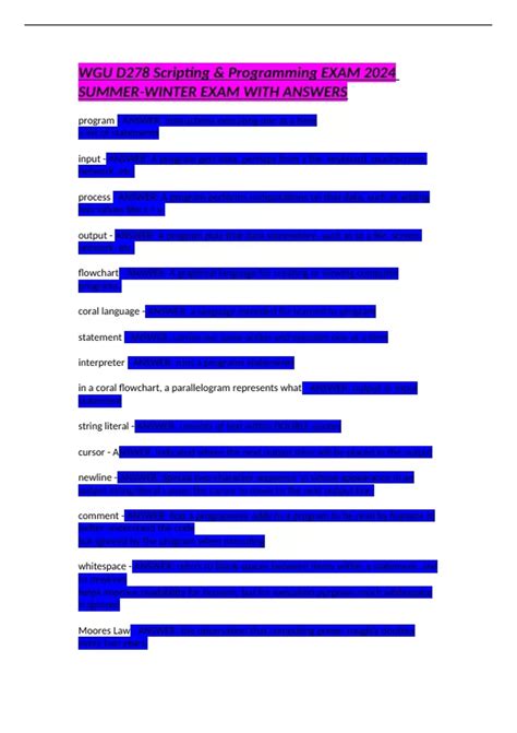 Wgu D278 Scripting And Programming Exam 2024 Summer Winter Exam With