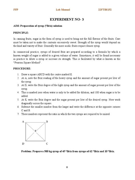 experiment syrup preparation pdf sugar diet and nutrition