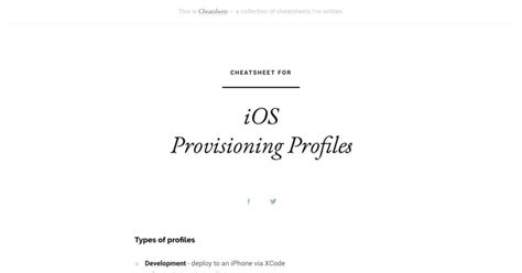 ios provisioning profiles cheatsheet