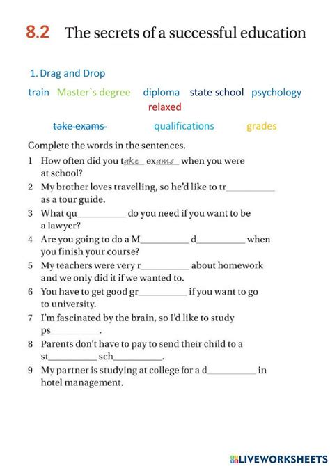 Education Interactive Worksheet For B1 Live Worksheets Worksheets