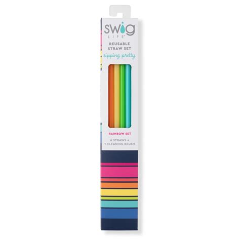 Rainbow Reusable Straw Set Swig Life
