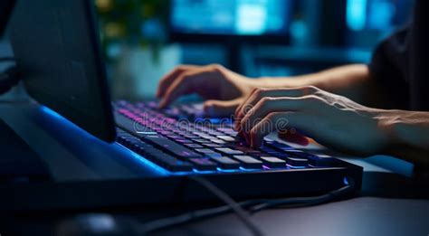 Programmer Is Programming On The Computer Keyboard Person Typing On A