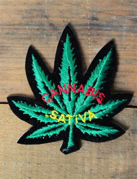 Vintage Patch Cannabis Sativa Deadstock Weed Pot Black Shag Vintage