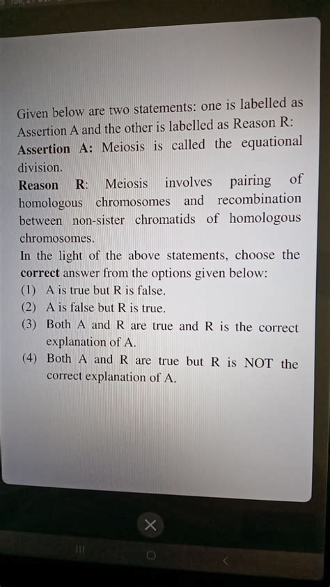 Given Below Are Two Statements One Is Labelled As Assertion A And The Ot