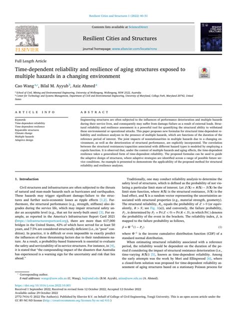 Time Dependent Reliability And Resilience Of Aging Structures Exposed