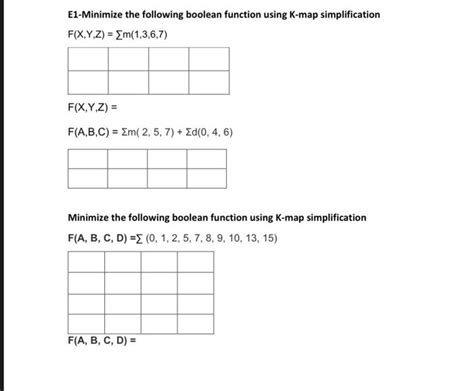 Solved E1 Minimize The Following Boolean Function Using