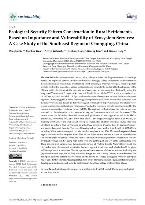Pdf Ecological Security Pattern Construction In Rural Settlements Based On Importance And