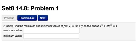 solved find the maximum and minimum values of f x y 4x