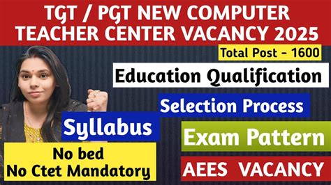 NEW TGT PGT COMPUTER TEACHER CENTER VACANCY 2025 SYLLABUS EXAM PATTERN NO BED Nsclasses