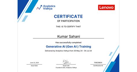 Completed Gen Ai Training By Lenovo Kumar Sahani Posted On The Topic Linkedin
