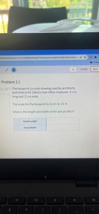 Solved The Blueprint A Scale Drawing Used By Architects And Chegg Com