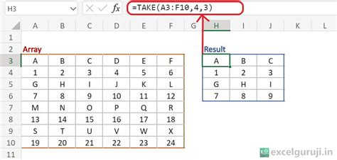 Master Data Selection With Excel Take Function Excel Guruji