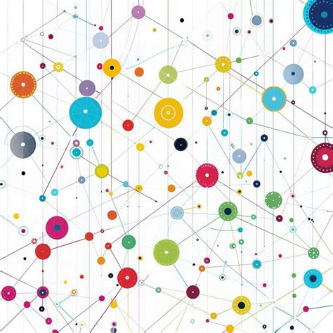Abstract Illustration Of Global Network In Colorful Lines And Dots On White Background Premium