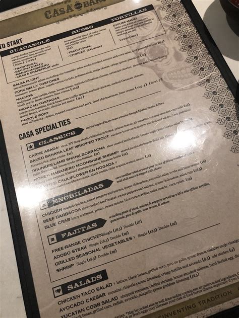Menu For Casa Del Barco Short Pump Town Center Richmond Va Sirved