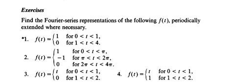 Solved Exercises Find The Fourier Series Representations Of