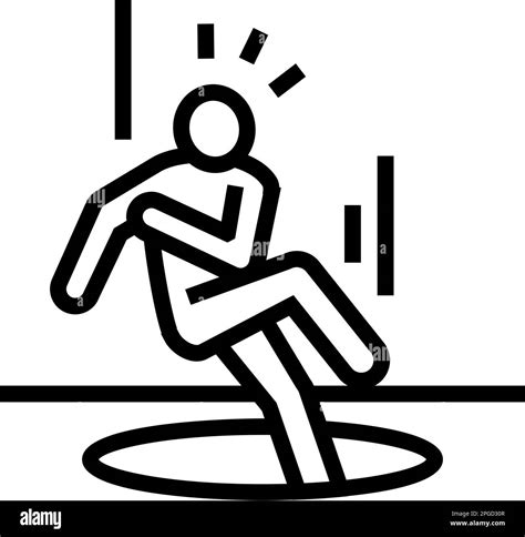 Pit Fall Man Accident Line Icon Vector Illustration Stock Vector Image And Art Alamy