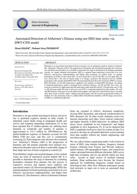 Pdf Automated Detection Of Alzheimers Disease Using Raw Eeg Time