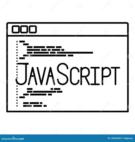 Monochrome Silhouette Of Programming Window With Code Javascript Stock