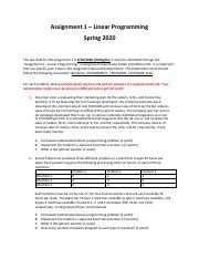 Assignment Linear Programming Pdf Assignment Linear Programming Spring The Due