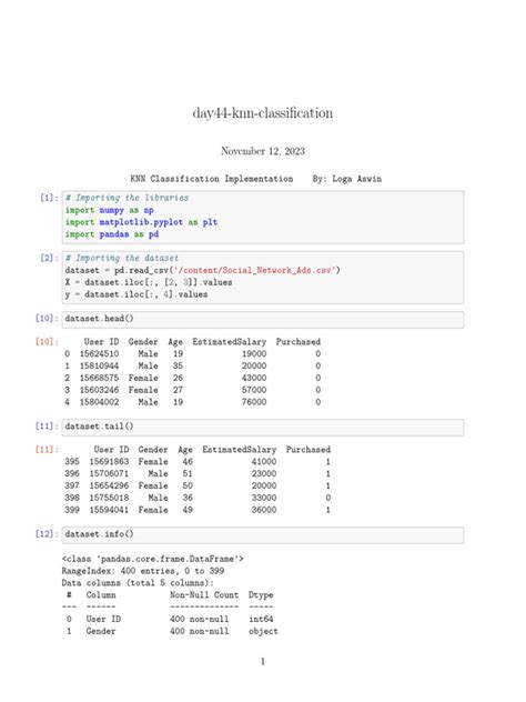 Day44 Knn Classification Download Free Pdf Data Analysis