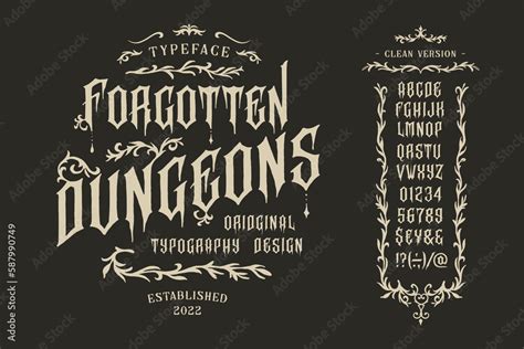 Vector Vintage Font Dungeon Letters And Numbers Stock Vector Adobe Stock