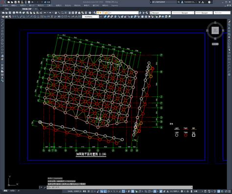 某异型网架（不对称六边形）全套结构图纸autocad 2000模型图纸下载 懒石网