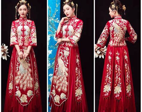 Diamond Beads Phoenix Design Chinese Wedding Kua Grown Womens Fashion