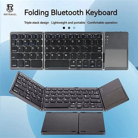 B033 Mini Folding Keyboard Bluetooth Foldable Wireless Keypad Touchpad Windows Android Ios