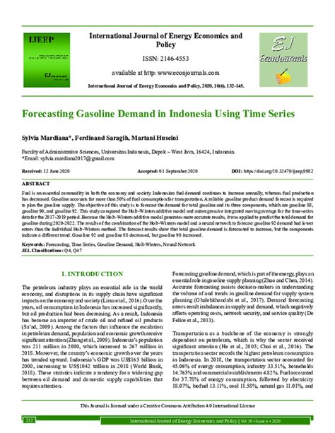 Pdf Forecasting Gasoline Demand In Indonesia Using Time Series