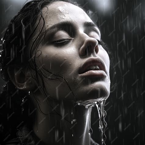 Premium Photo A Women With Rain Drops Falling On Her Face Is Shown In
