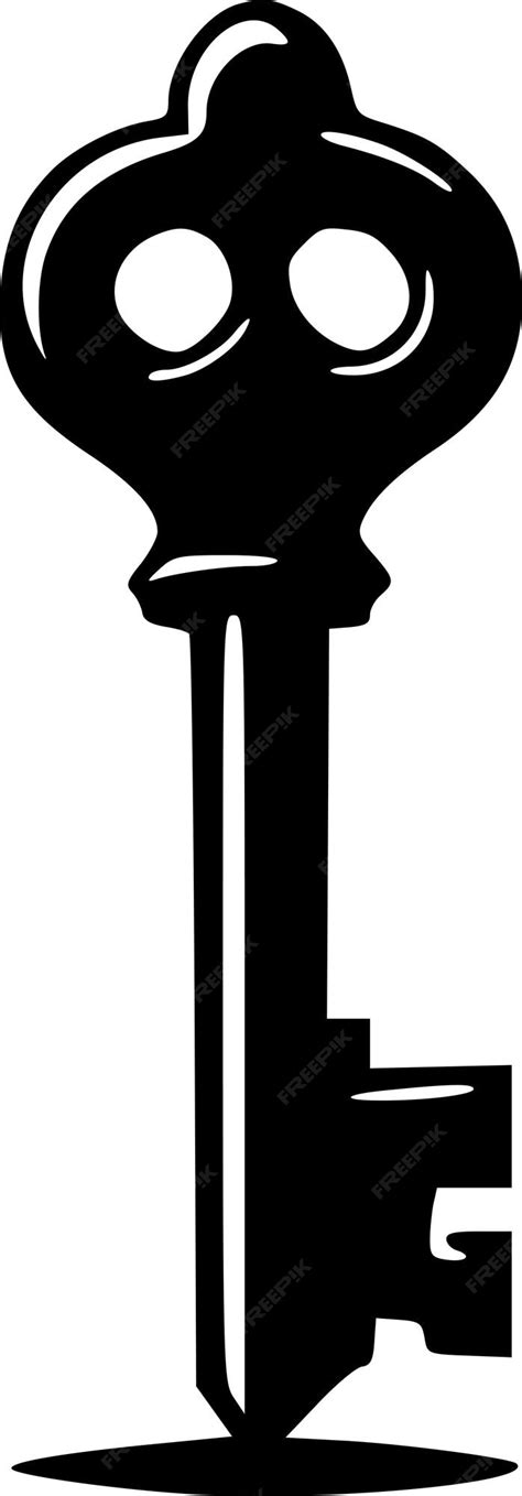 Premium Vector Key Black And White Vector Illustration