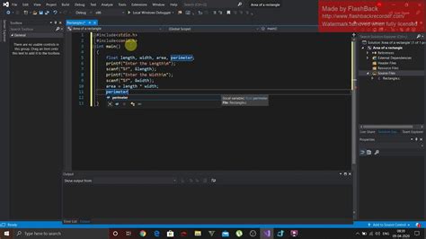 Perimeter And Area Of A Rectangle In C Programming Basic C Programs Tutorials Visual Studio