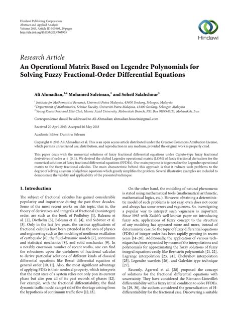 Pdf An Operational Matrix Based On Legendre Polynomials For Solving Fuzzy Fractional Order