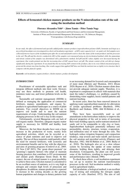 (PDF) Effects of fermented chicken manure products on the N mineralization rate of the soil ...