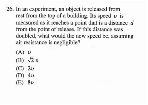 solved 26 in an experiment an object is released from rest
