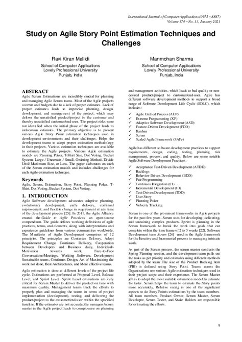 Pdf Study On Agile Story Point Estimation Techniques And Challenges