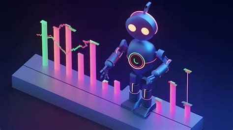 premium photo a robot stands in front of a bar graph