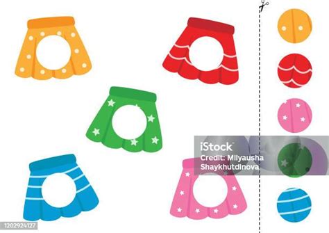 컬러풀한 스커트 세트 올바른 부품을 찾아 접착제 아이들을위한 논리 게임 0명에 대한 스톡 벡터 아트 및 기타 이미지 0명 교육 귀여운 Istock