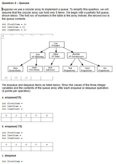solved question 2 queues suppose we use a circular array