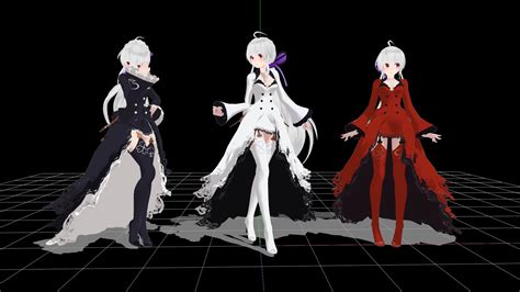 Tda Dress Cross Haku Pack，mmd模型下载，mmd动作下载，mmd场景下载，mmd资源库，mmd绑骨建模k帧接单，mmd道具下载