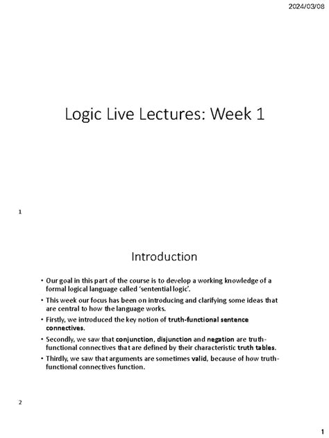 week 1 live lecture slides logic live lectures week 1 introduction