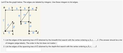 Solved Let G Be The Graph Below The Edges Are Labeled By