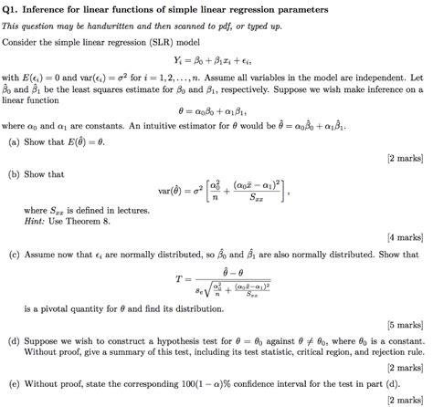 solved q1 inference for linear functions of simple linear