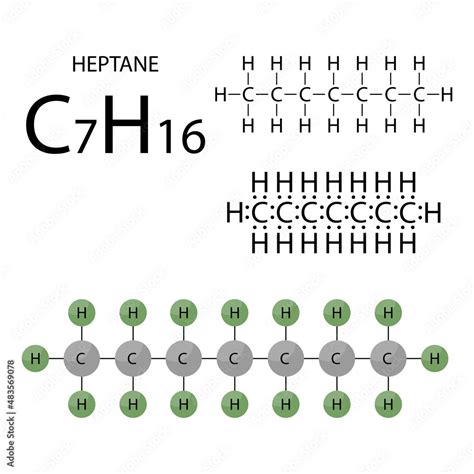 Heptane Organic Chemical Compound Molecule Stick Model Structural Formula Electronic